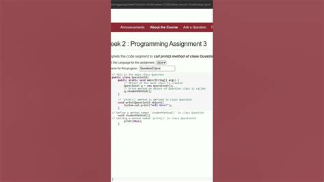 Nptel Programming In Java Week 2 Programming Assignment 3 Youtube