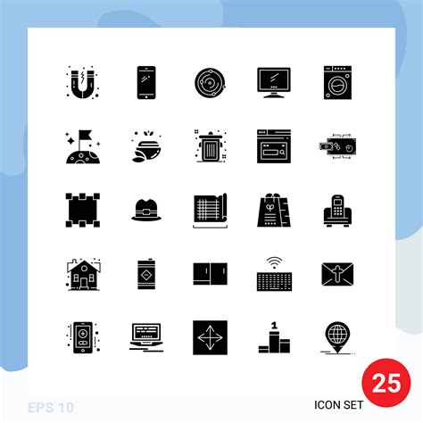Mobile Interface Solid Glyph Set Of 25 Pictograms Of Clean Imac Spase Device Computer Editable