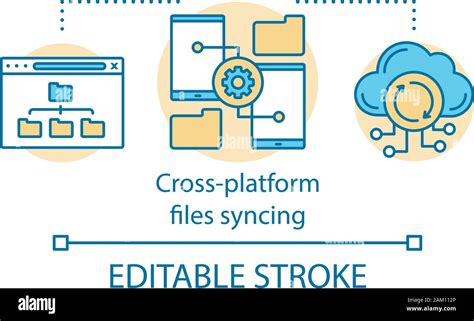 Cross Platform Files Synchronization Concept Icon Cloud Technology Remote Storage Access Idea