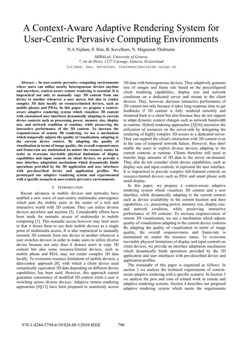 Pdf A Context Aware Adaptive Rendering System For User Centric Pervasive Computing Environments