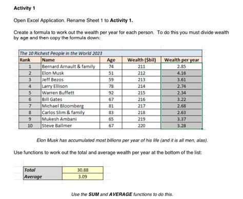 Solved Open Excel Application Rename Sheet To Activity Chegg Com