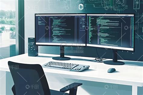 编程代码ai数字艺术 Cybersecurity简约风现代科技感办公场景编程代码显示器键盘鼠标插画 元素免费下载png格式4032像素