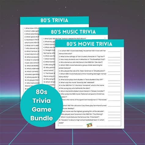 80s Trivia Game Bundle 80s Music Trivia 80s Movie Trivia 80s Party