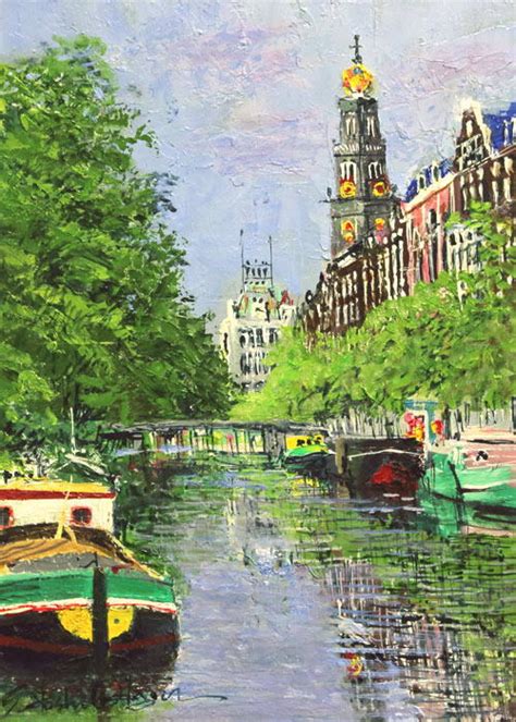 小田切 訓『塔のある運河』油絵・油彩画 F4 4号 ｜内田画廊 Mk