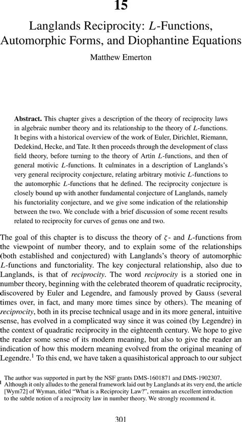Langlands Reciprocity L Functions Automorphic Forms And Diophantine