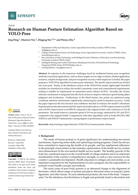 Pdf Research On Human Posture Estimation Algorithm Based On Yolo Pose