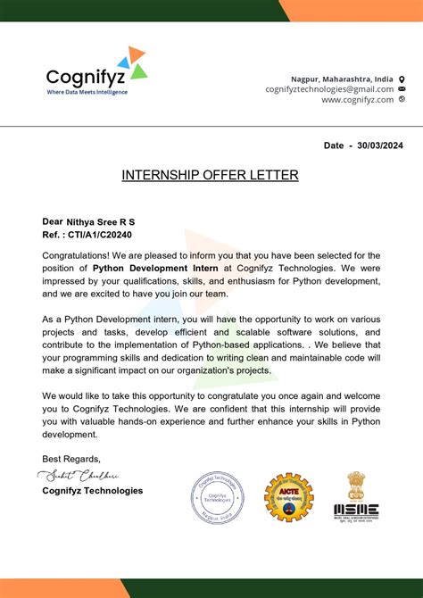nithya sree r s on linkedin grateful intern pythondeveloper