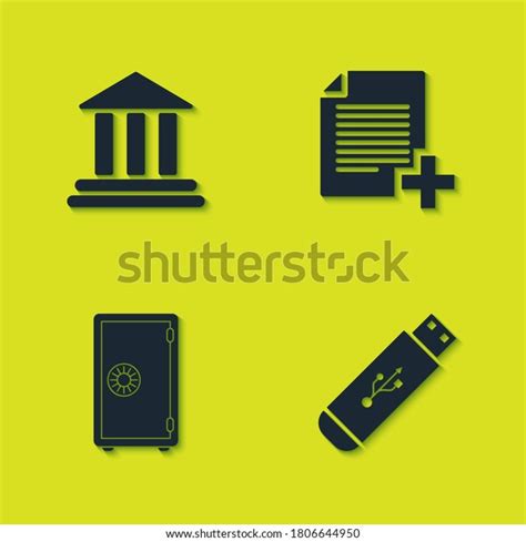 Set Bank Building Usb Flash Drive Stock Vector Royalty Free 1806644950 Shutterstock