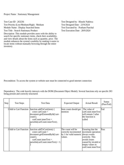 Test Case Template Expf Pdf Document Object Model Usability
