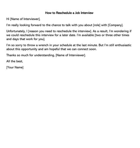 Reschedule Interview Email How To Write Examples