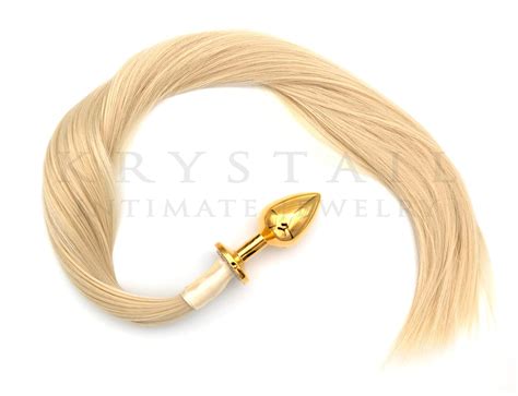 Blond Horse Tail Metal Butt Plug Gold Krystail Intimate Jewelry