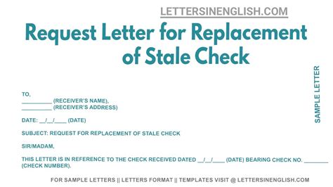 Request Letter For Replacement Of Stale Check Sample Letter