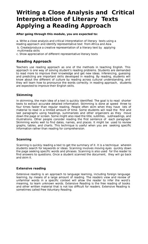 Module 6 21st Century Hope It Helps Writing A Close Analysis And