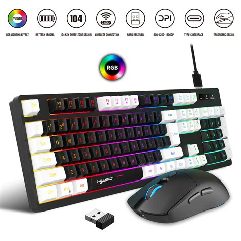 Rechargeable Wireless Keyboard Mouse Kit 2.4G USB RGB backlight ...