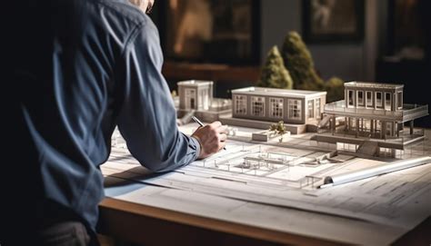 Premium Ai Image Architect Design Working Drawing Sketch Plans Blueprints