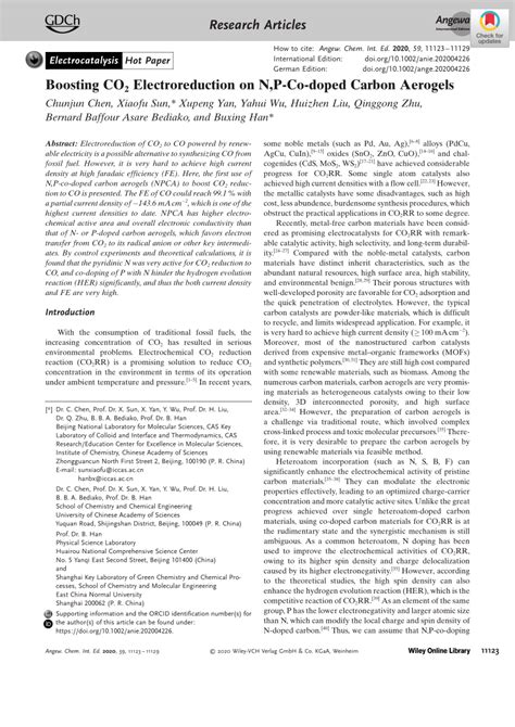 Pdf Boosting Co2 Electroreduction On N P Co Doped Carbon Aerogels