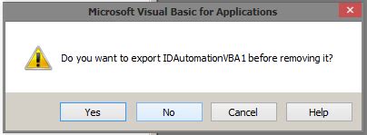 Ambiguous Name Detected Error Using The IDAutomationVBA In Excel