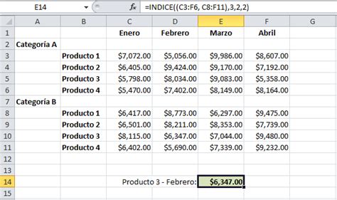 la función indice en excel excel total