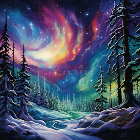 Luminous Arctic Tapestry Nature S Brushstrokes Of Vibrant Lights Stock