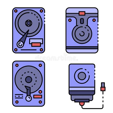 Hard Disk Icons Set Vector Flat Stock Vector Illustration Of External Hand