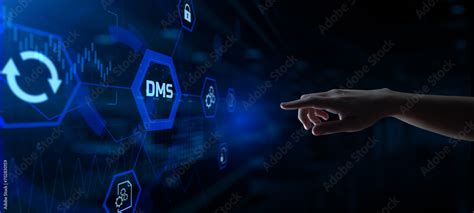 Dms Document Management System Business Automation Technology Concept Hand Pressing Button On