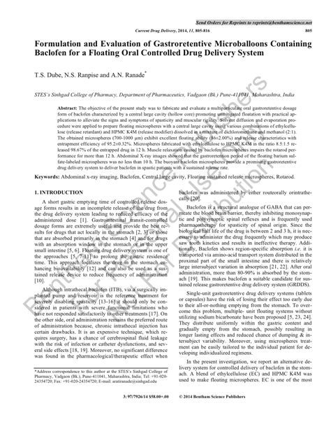 Pdf Formulation And Evaluation Of Gastroretentive Microballoons