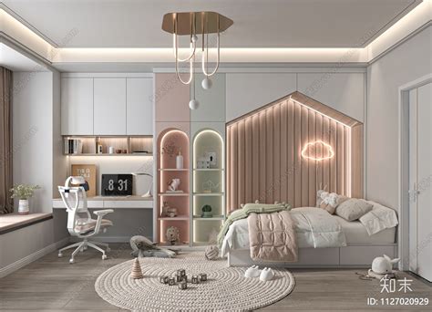 现代女孩儿童房su模型下载【id 1127020929】 知末su模型网