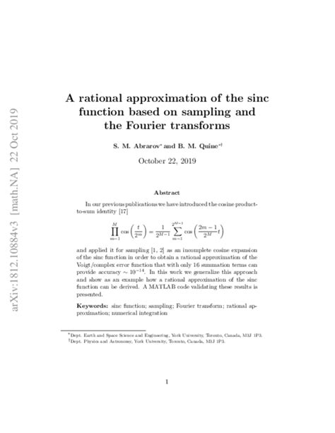 Pdf A Rational Approximation Of The Sinc Function Based On Sampling
