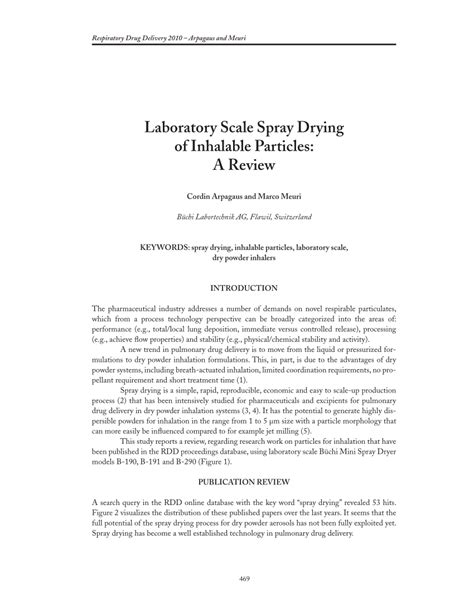 Pdf Laboratory Scale Spray Drying Of Inhalable Particles A Review