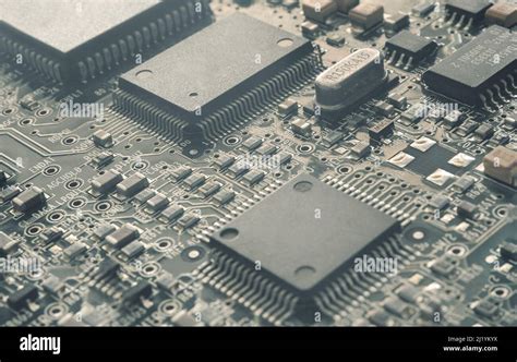 Computer Microchips And Processors On Electronic Circuit Board Computer Hardware Technology