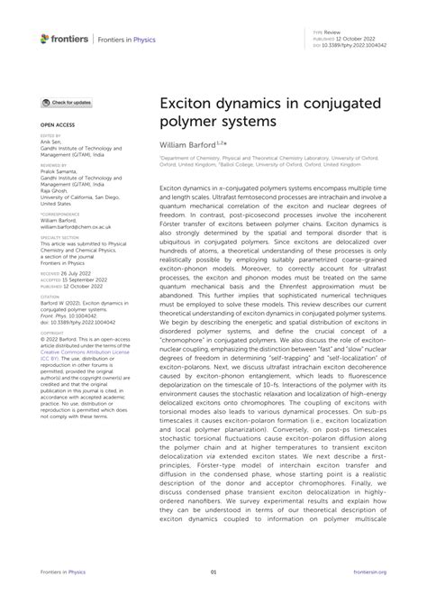 Pdf Exciton Dynamics In Conjugated Polymer Systems