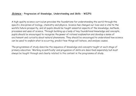 Pdf Science Progression Of Knowledge Understanding … Science