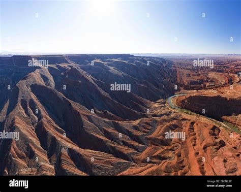 The Raplee Anticline Unique Geology Aerial In Southern Utah Stock