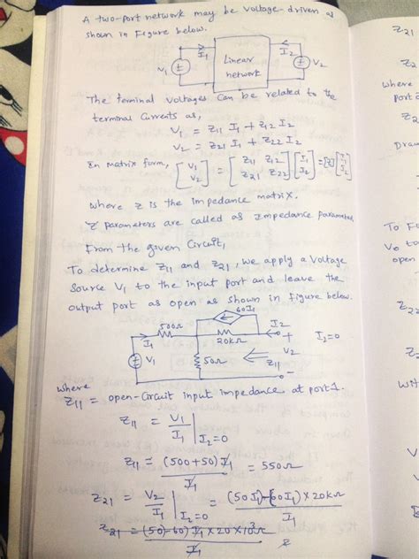 solved find the z parameters for the two port network shown in