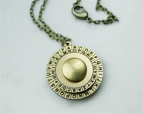 Cipher Wheel Decoder Necklace Caesar Cipher Disk Secret Message Cryptograph Pendant Escape