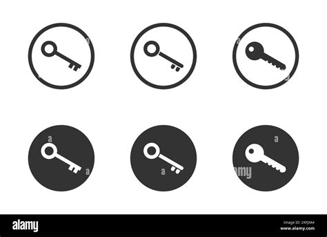 Key Icon Set Vintage Access Key Flat Vector Illustration Stock Vector
