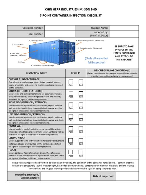 7 Point Container Inspection Checklist Pdf Components Architectural Elements