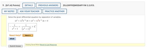 Solved Solve The Given Differential Equation By Separation Chegg