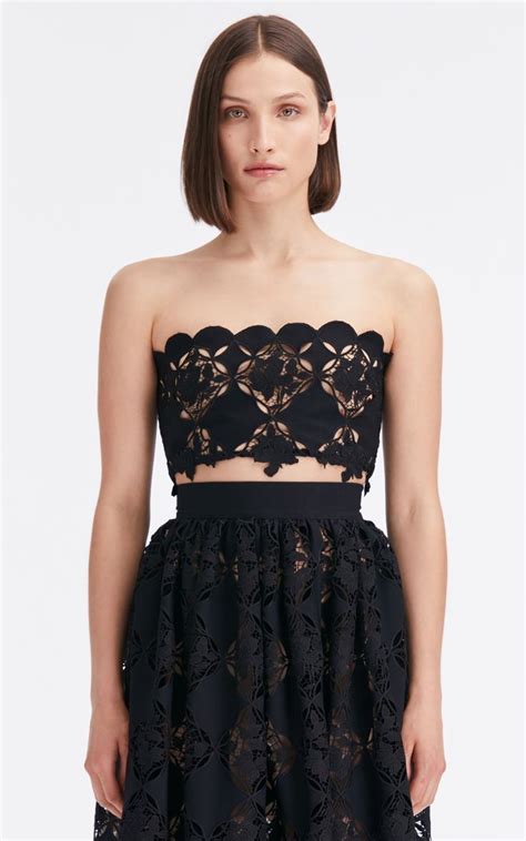 Gardenia Guipure Eyelet Bandeau Top By Oscar De La Renta Moda