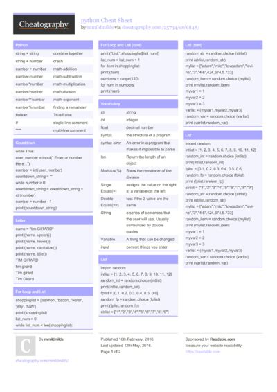 775 Python Cheat Sheets Cheat Sheets For Every Occasion