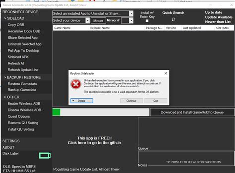 Please Help Cant Launch Rookie Sideloader R Questpiracy
