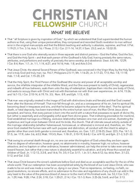Fillable Online Doctrinal Statement Cornerstone Bible Church Fax Email Print Pdffiller