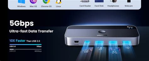 Ugreen Usb 3 0 Switch 2 Computers Sharing Usb A And C Peripherals 4 Port Switcher For