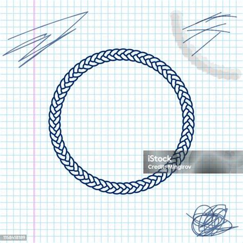 흰색 배경에 격리 된 로프 프레임 라인 스케치 아이콘입니다 해상 로프에서 프레임 장식 라운드 해양 로프 벡터 일러스트레이션 개념에 대한 스톡 벡터 아트 및 기타 이미지