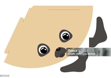 인쇄 가능한 퍼그 개 종이 모자 파티 는 생일 크리스마스 베이비 샤워를위한 컷 템플릿을 다이 엔터테인먼트를위한 재미있는 액세서리 인쇄 절단 및 접착제 벡터 스톡