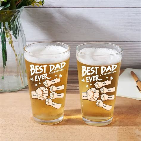 Best Dad Ever Fist Bump Custom Fathers Day T Personalized Pint