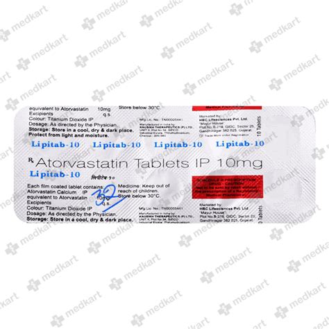 LIPITAB 10MG TABLET 10'S, Price, Composition & Generic Alternatives ...