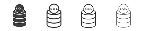 Sql Icons Pack In Black Vector Illustration Stock Illustration