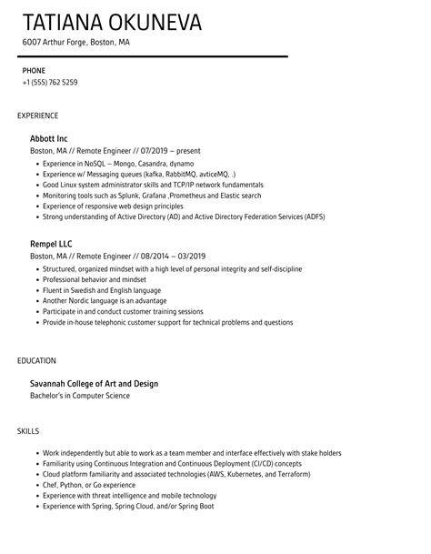 Remote Engineer Resume Samples Velvet Jobs