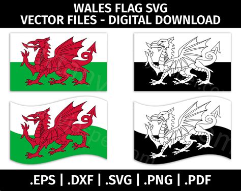 Wales Welsh Flag Svg Vector Clip Art Cut Files For Cricut Etsy Uk